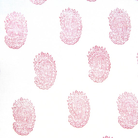 COTTON FABRIC DESIGN 8 Raspberry Red Paisley Design - Etsy UK