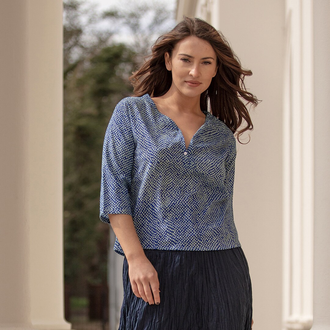 SALE Short KURTA TOP – Style 8 - French Blue Spot Design – Women's Top ...