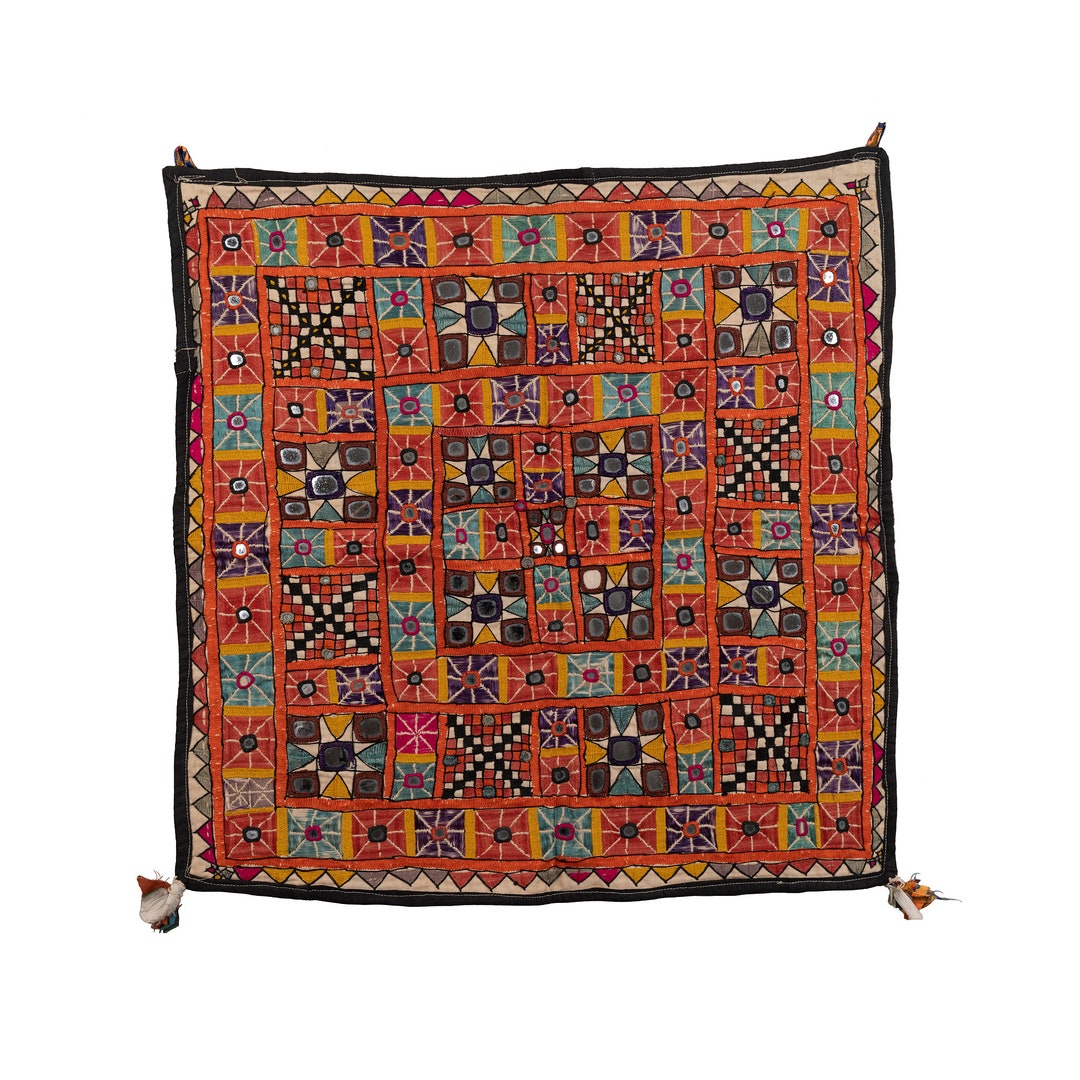VINTAGE Textile - Vintage Chakla (wall Hanging) With Shisha Mirrorwork ...