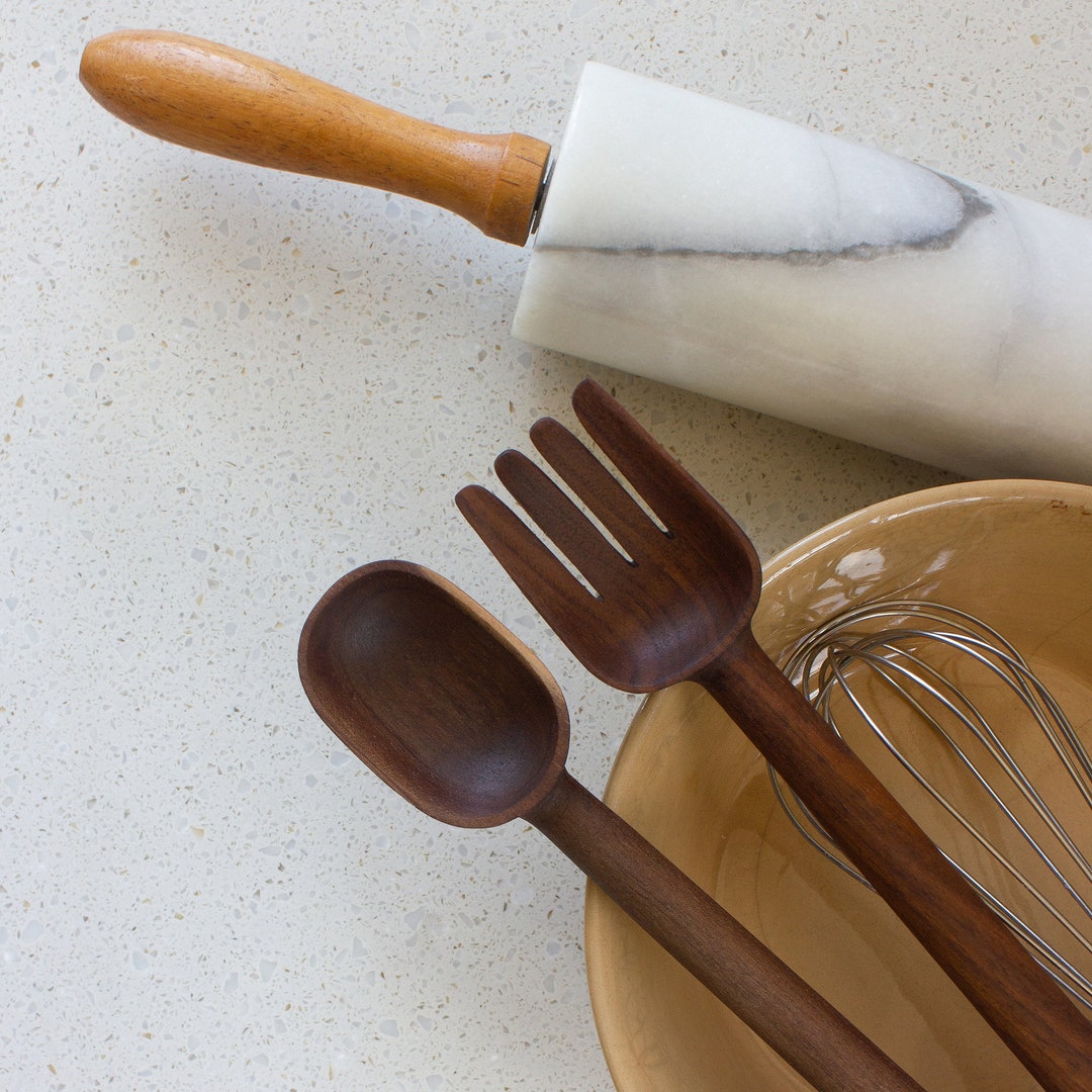 Walnut Salad Servers - Pair - Etsy
