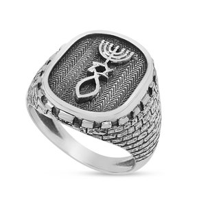 Sterling Silver Messianic Seal of Jerusalem Ring, Grafted-in Symbol ...