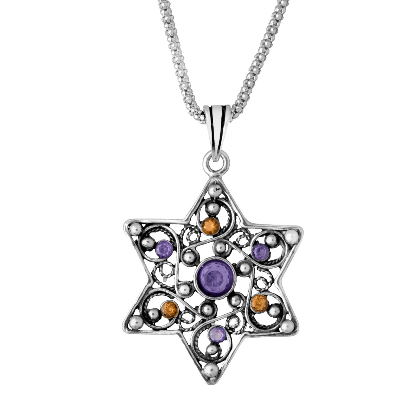 Silver Filigree Star of David Pendant,silver Jewish Star Necklace ...
