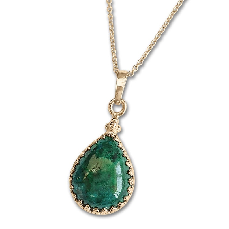 14K Yellow Gold Eilat Stone Pendantblue Green Solomon Stone - Etsy