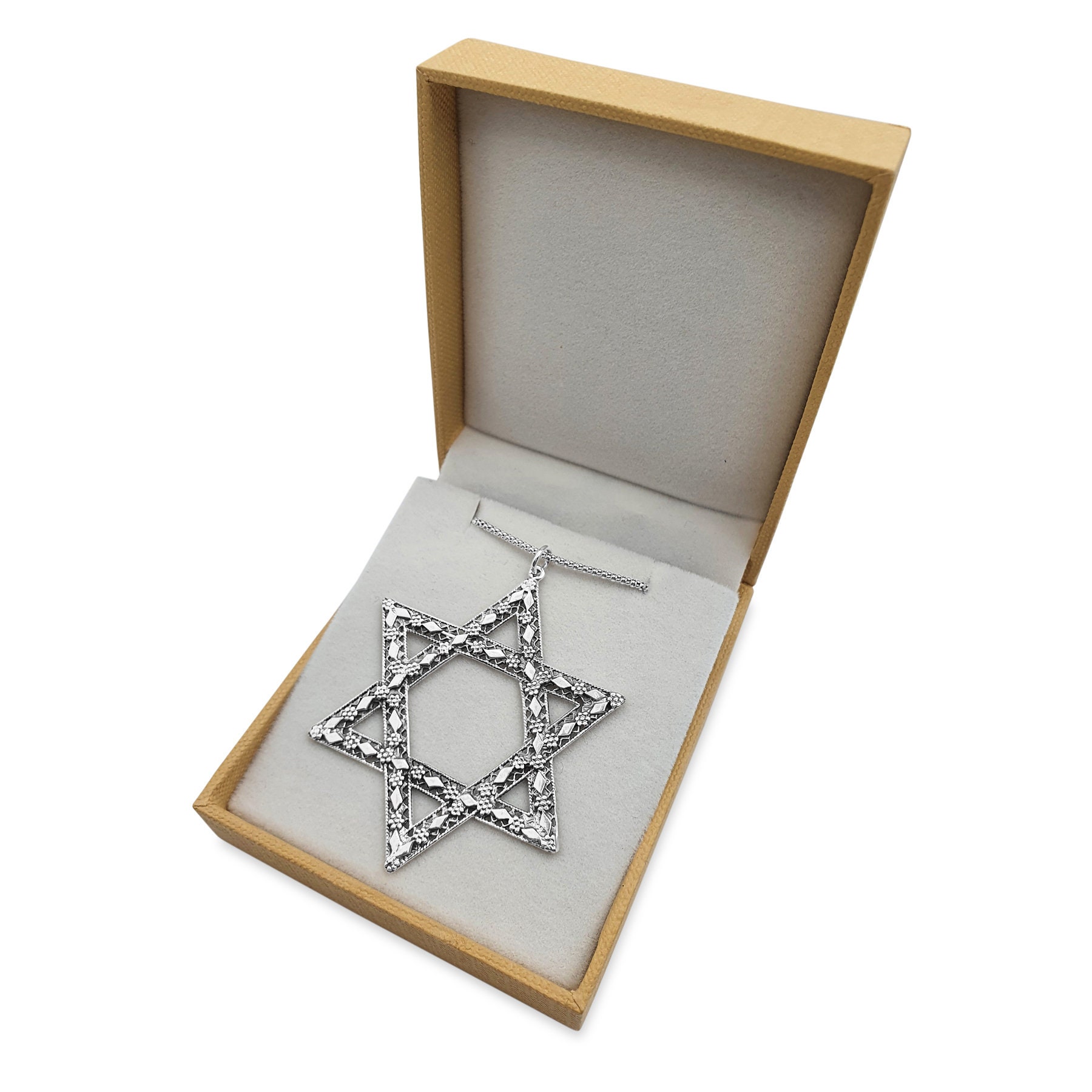 Large Silver Star of David Man Pendant - Etsy