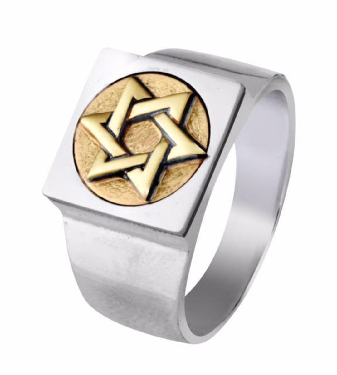 Silver and Gold Star of David Ring, Gold Magen David Ring, Jewish Star ...