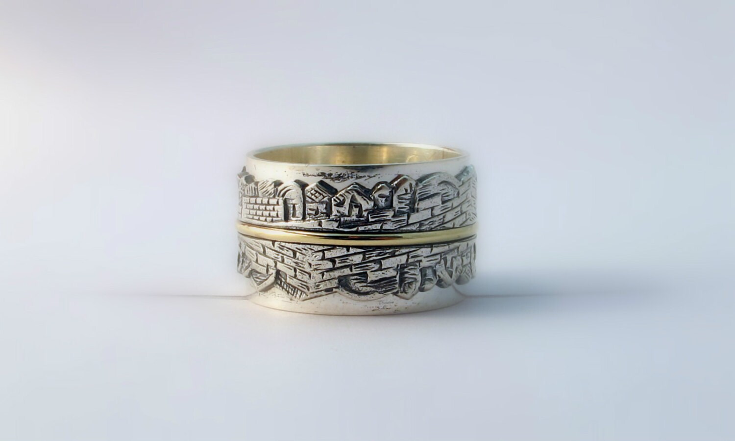 Silver and Gold Holy Jerusalem Ringbiblical Jewelryold City - Etsy