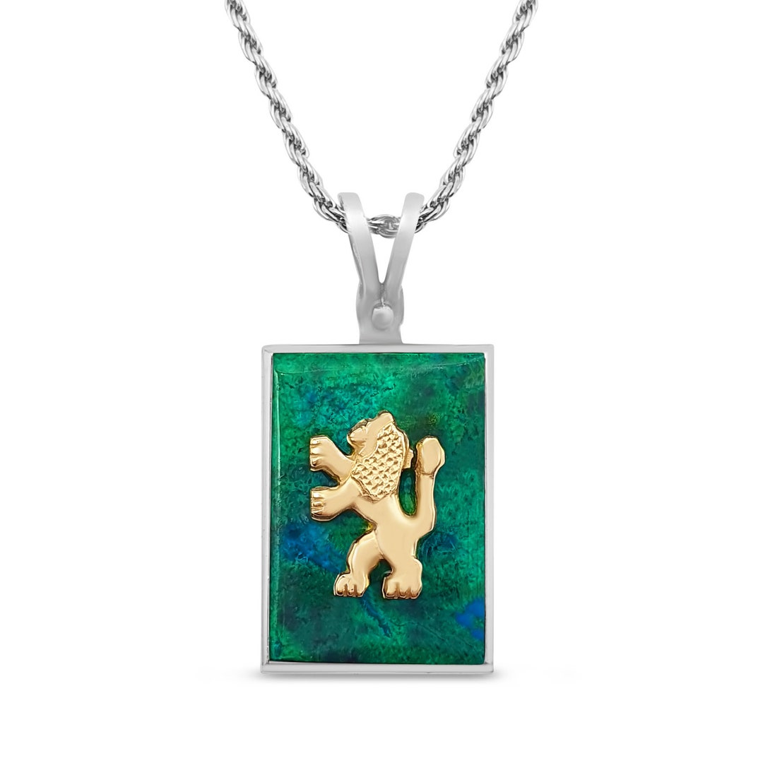Silver and Gold Lion of Judah Pendant,eilat Stone Jewish Jewelry ...