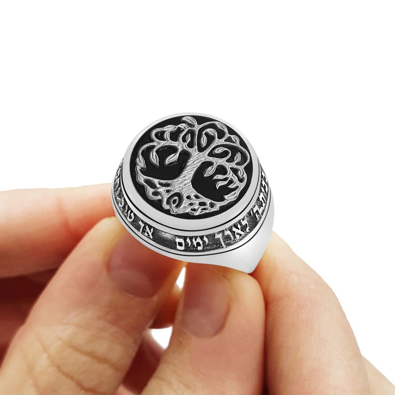 925 Sterling Silver Tree of Life Jewish Ring,hebrew Biblical Verse ...