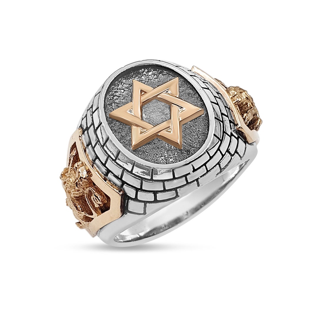 Silver and 14K Gold Star of David Ring,magen David Ring,lion of Judah ...
