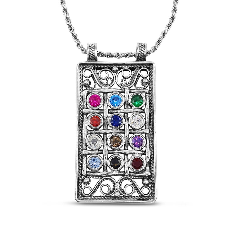 Silver Hoshen Pendant12 Gemstone Filigree Pendant - Etsy