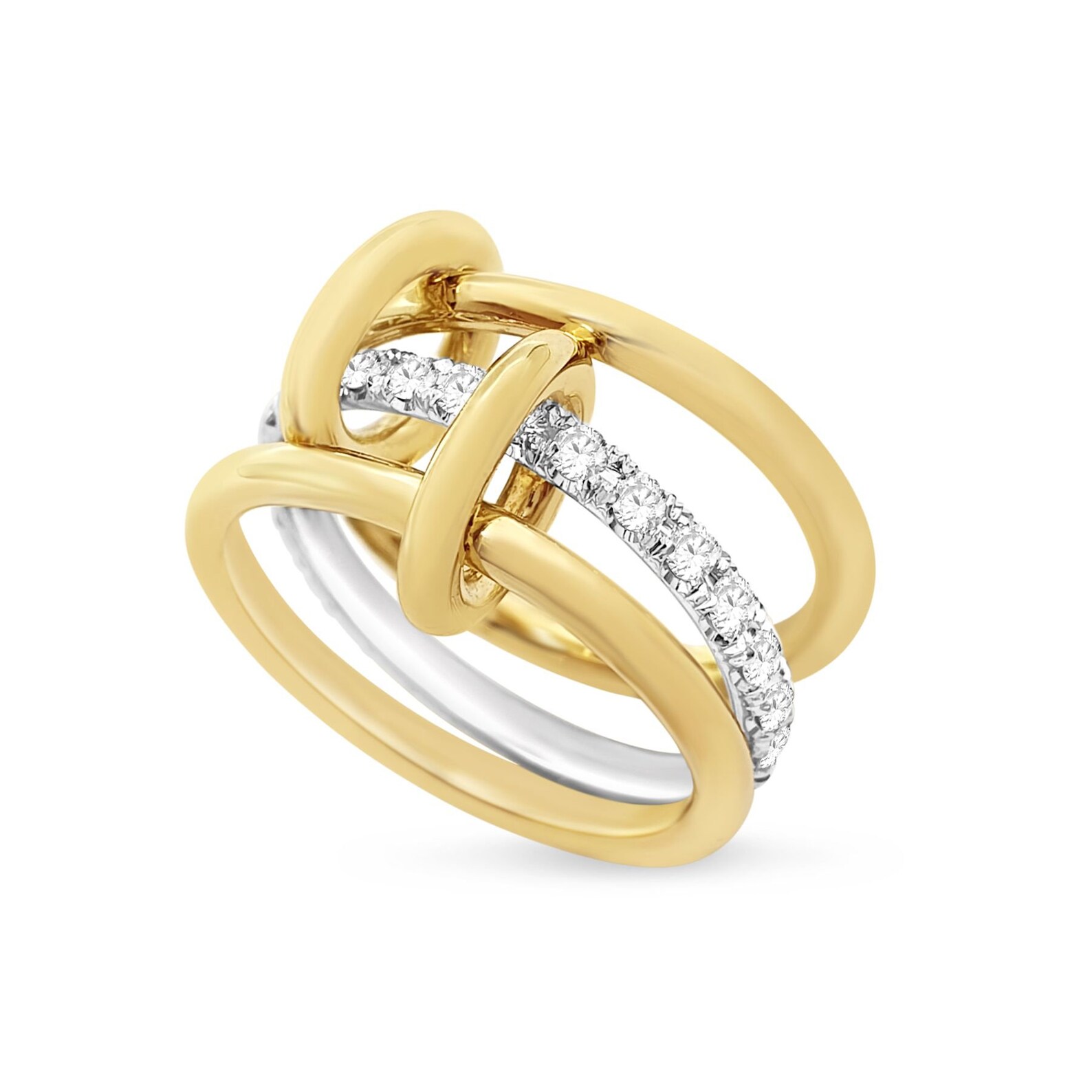 Two Tone Gold Diamond Eternity Stackable Ring - Etsy