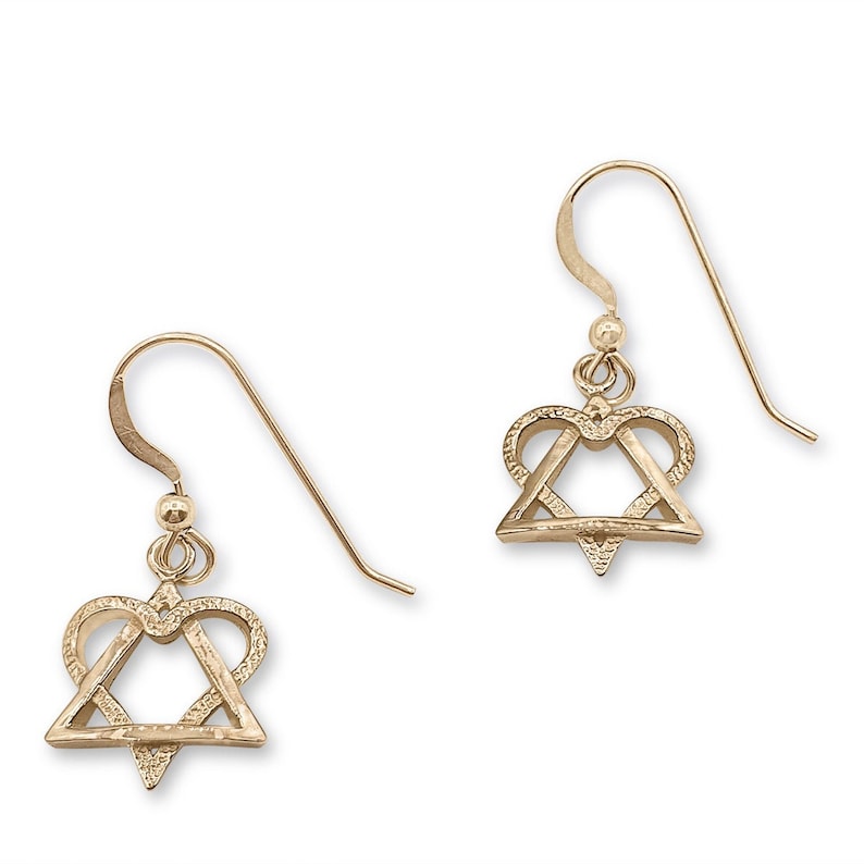 14K Gold Star of David Heart Earrings Gold Magen David - Etsy