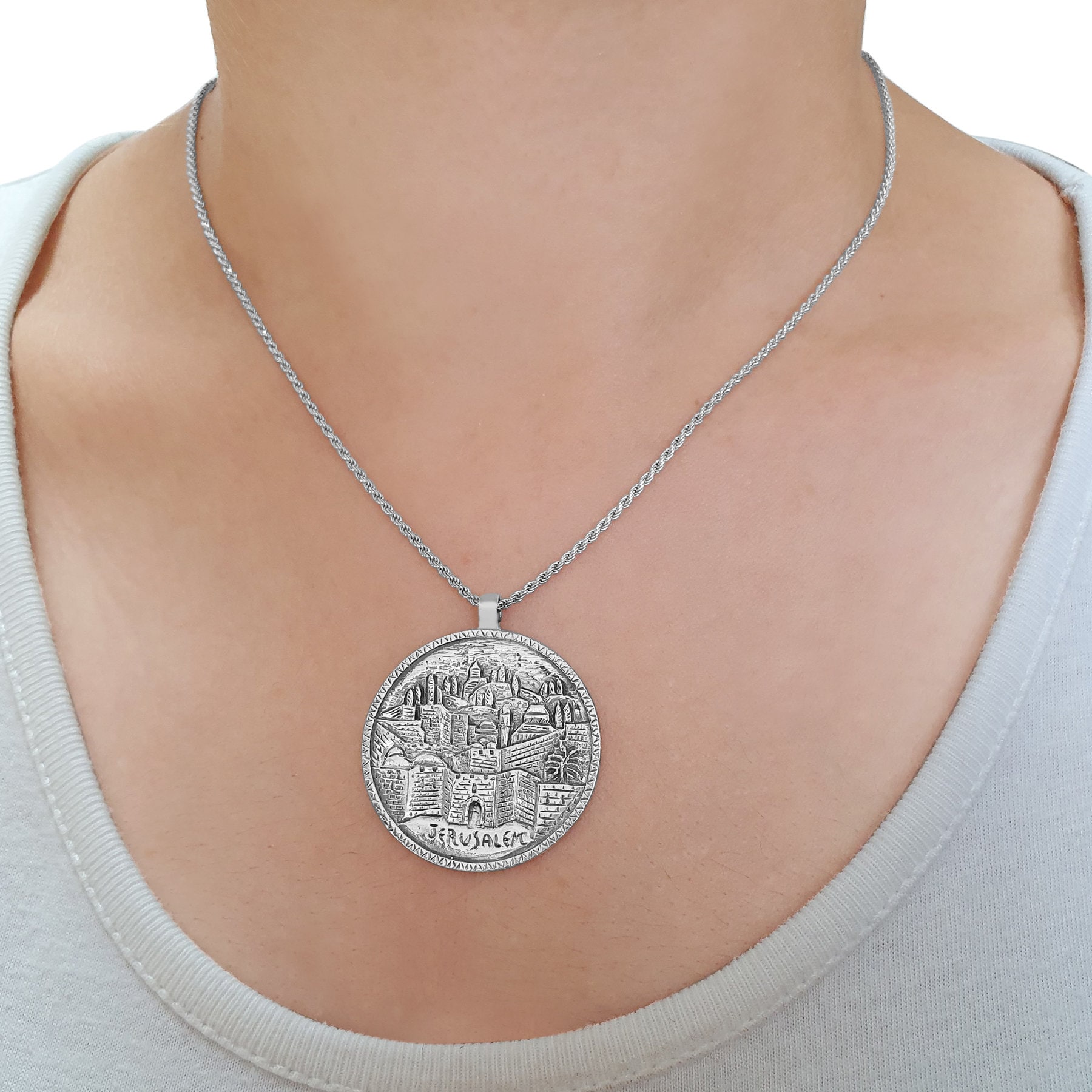 Sterling Silver Old City Jerusalem Pendant, Holy Jerusalem Skyline ...