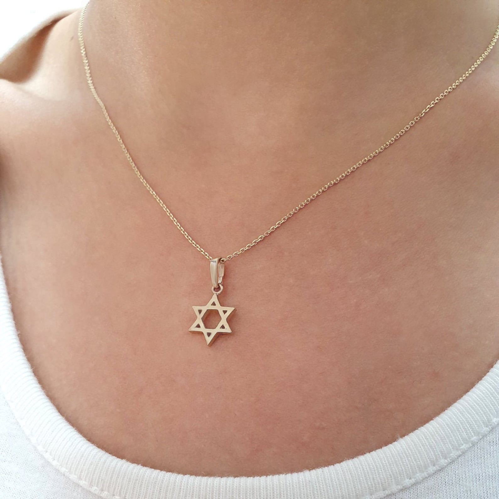 14K Gold Star of David Small Pendant - Etsy