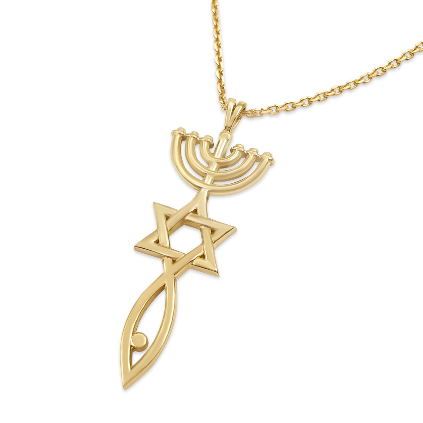 14K Gold Messianic Seal Pendant, Grafted-in Messianic Necklace ...
