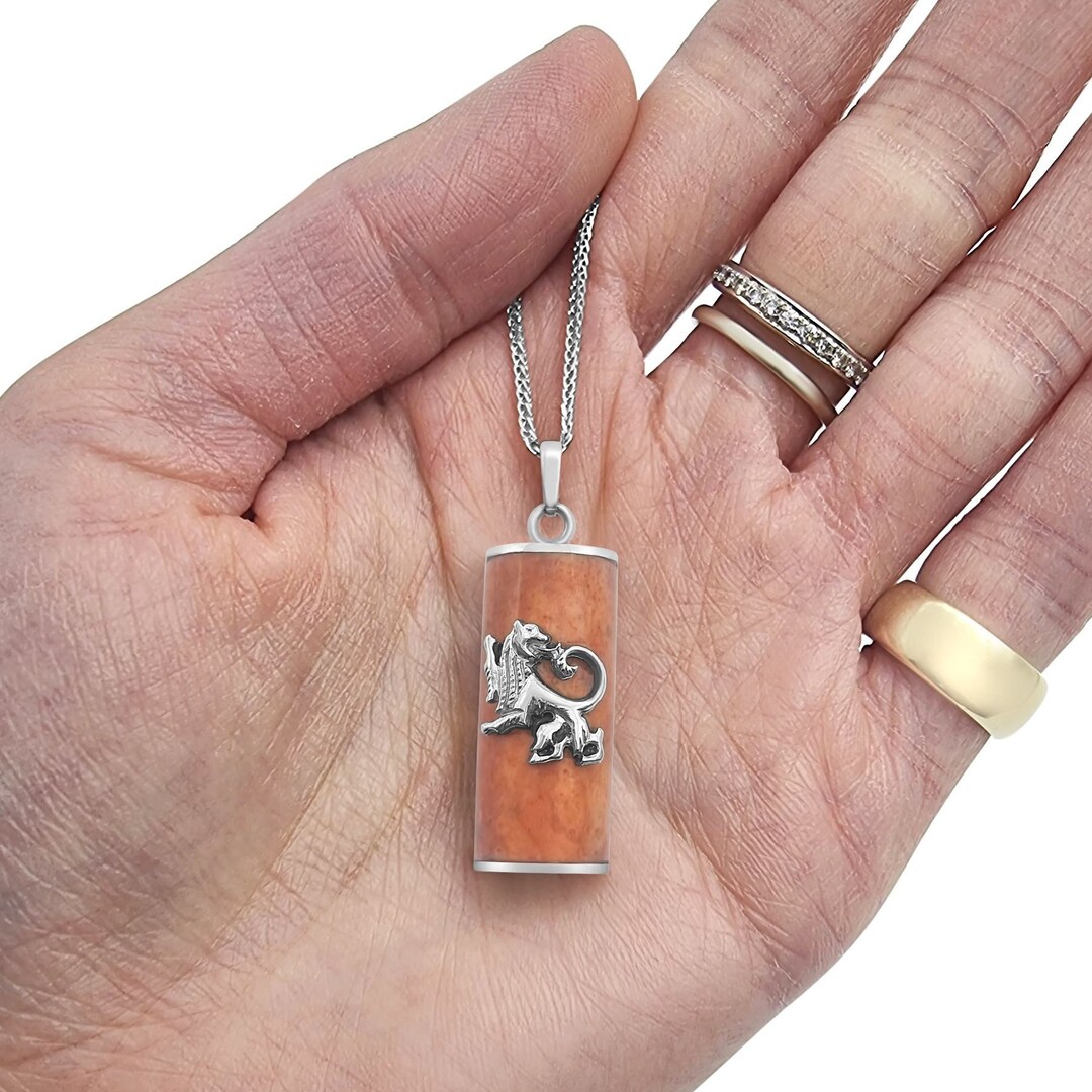 14K Solid White Gold Jerusalem Stone Lion of Judah Jewish Mezuzah ...