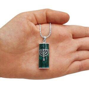 Eilat Stone Mezuzah Necklace, Silver Judaica Pendant, Jerusalem Holy ...