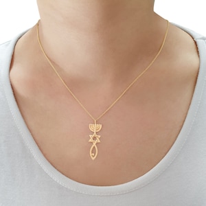 14K Gold Messianic Seal Pendant,grafted-in Messianic Necklace,messianic ...