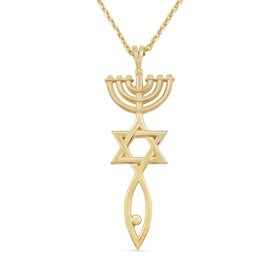 14K Gold Messianic Seal Pendant, Grafted-in Messianic Necklace ...
