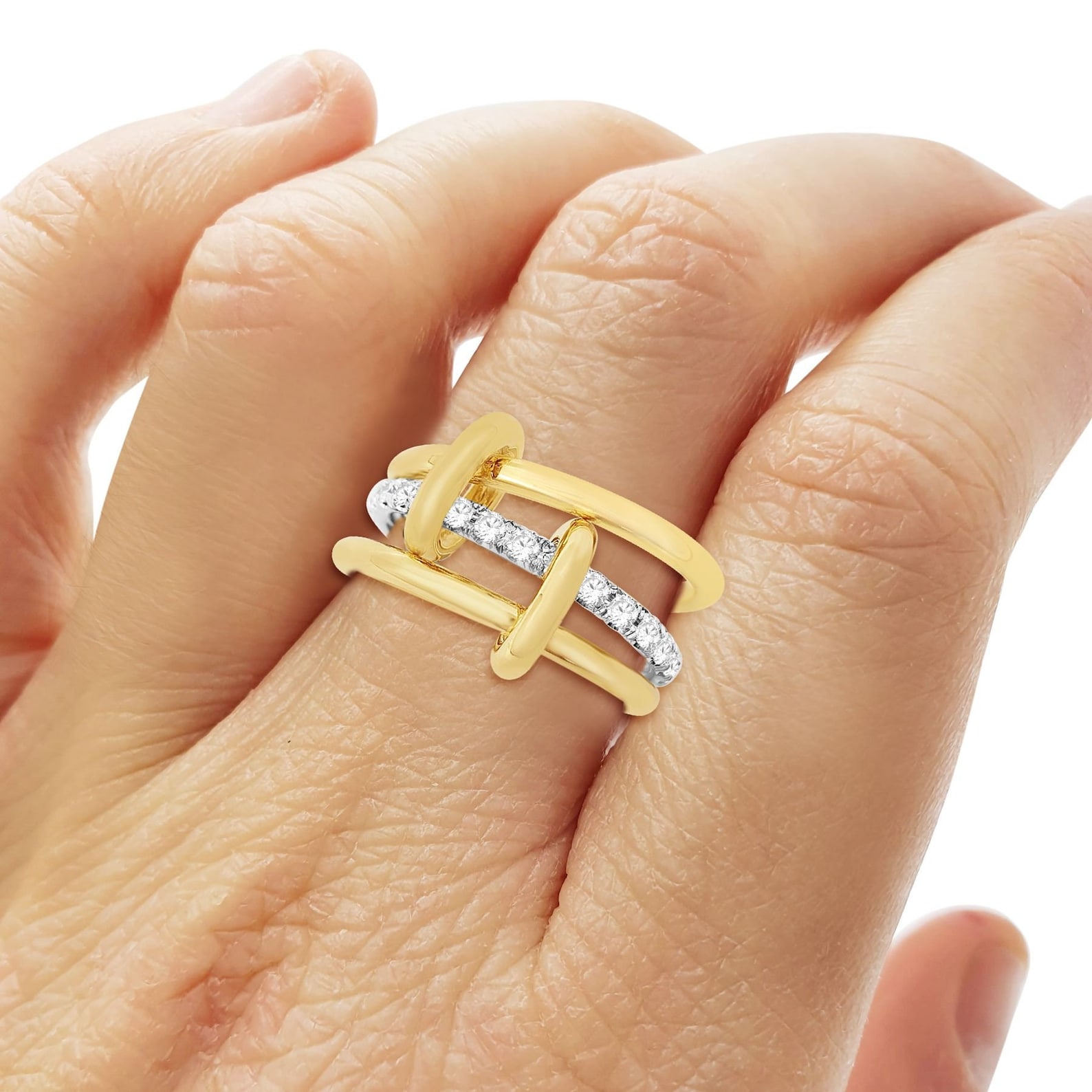Two Tone Gold Diamond Eternity Stackable Ring - Etsy