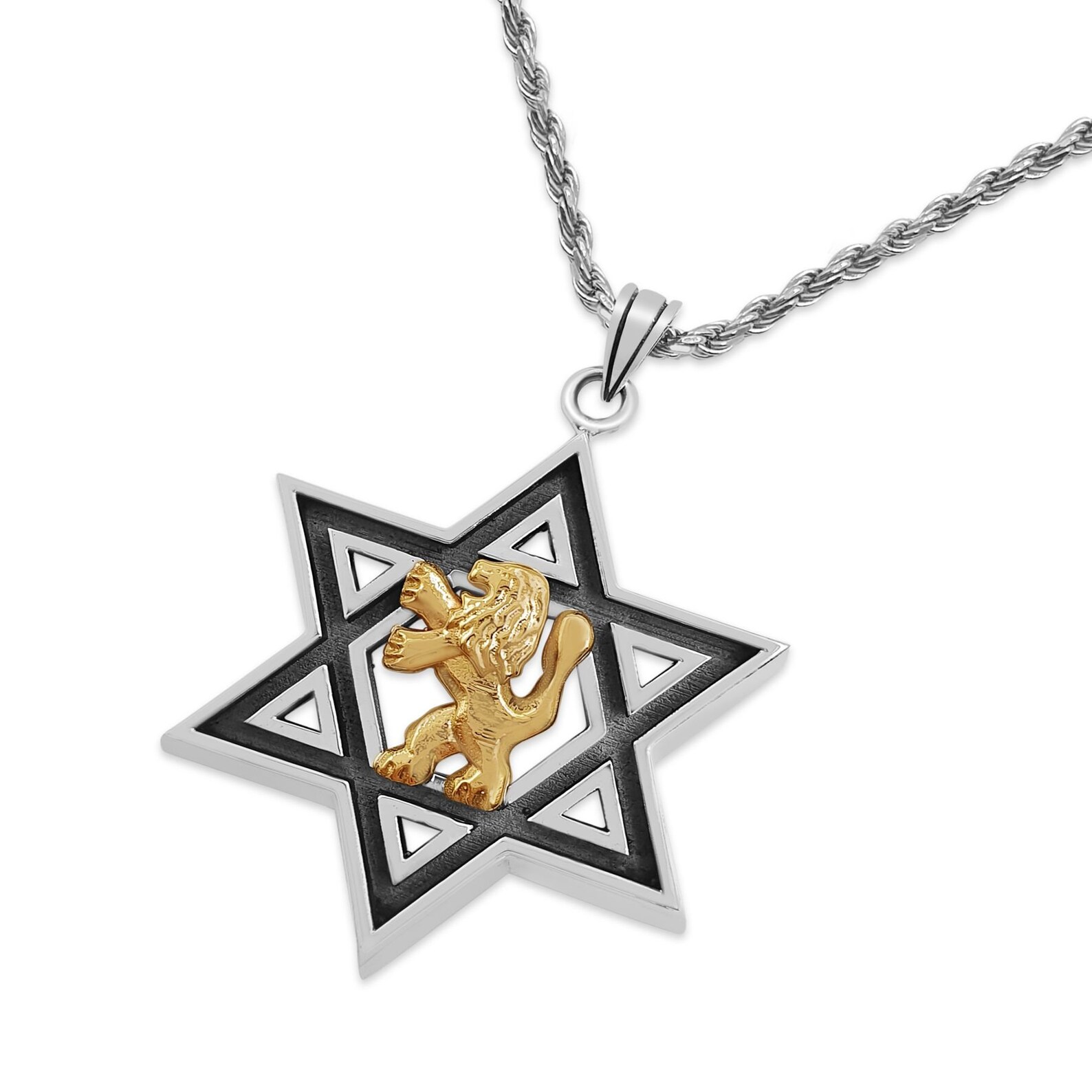 Silver and Gold Large Star of David Pendant,big Magen David Necklace ...