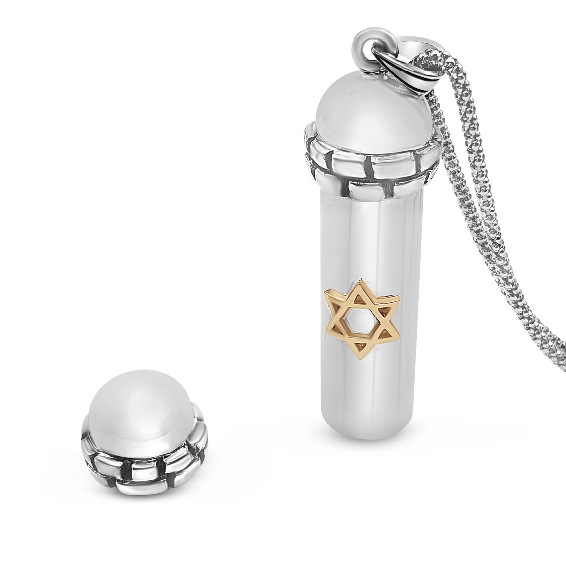 Silver and Gold Jewish Mezuzah Open Locket | Etsy