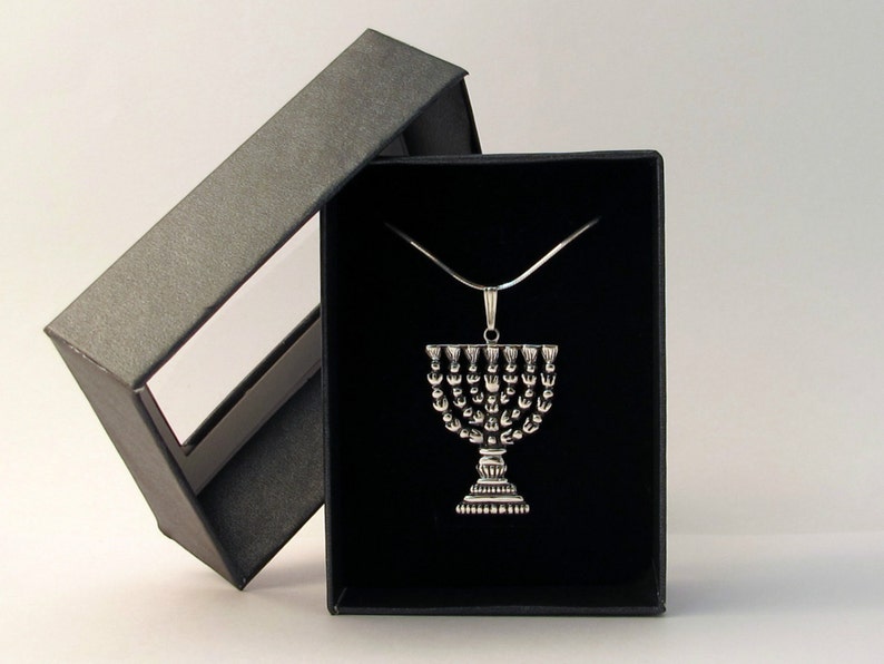 Sterling Silver Menorah Necklace,silver Menorah Charm,jerusalem Holy ...
