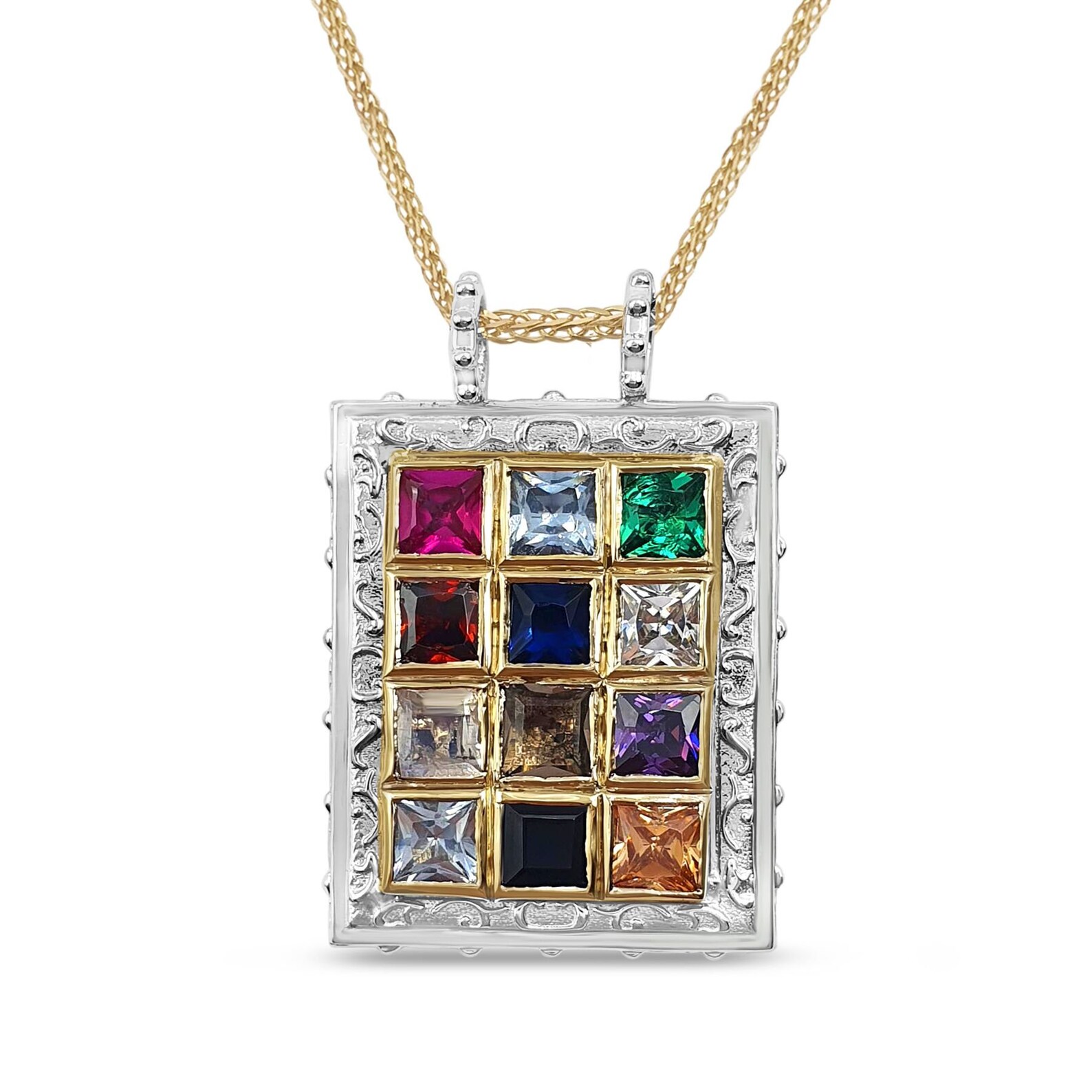 14K Solid Gold Choshen Pendant | Etsy