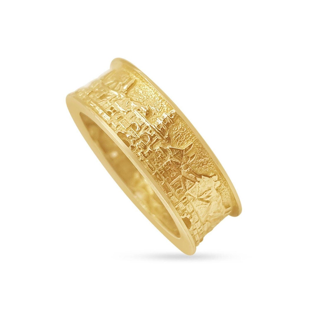 14k Yellow Gold Jerusalem Ring,holy City Yerushalayim Skyline,jewish ...