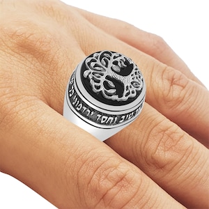 925 Sterling Silver Tree of Life Jewish Ring,hebrew Biblical Verse ...