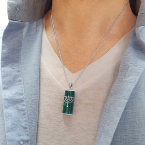 Eilat Stone Mezuzah Necklace, Silver Judaica Pendant, Jerusalem Holy ...