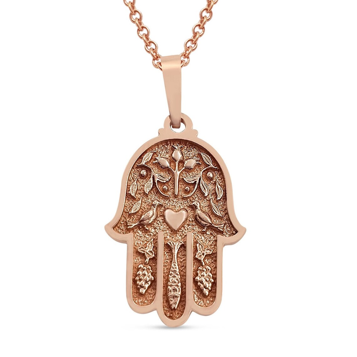 Small 14K Gold Hamsa Pendant With Pomegranatepeace - Etsy