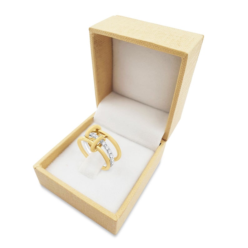 Two Tone Gold Diamond Eternity Stackable Ring - Etsy