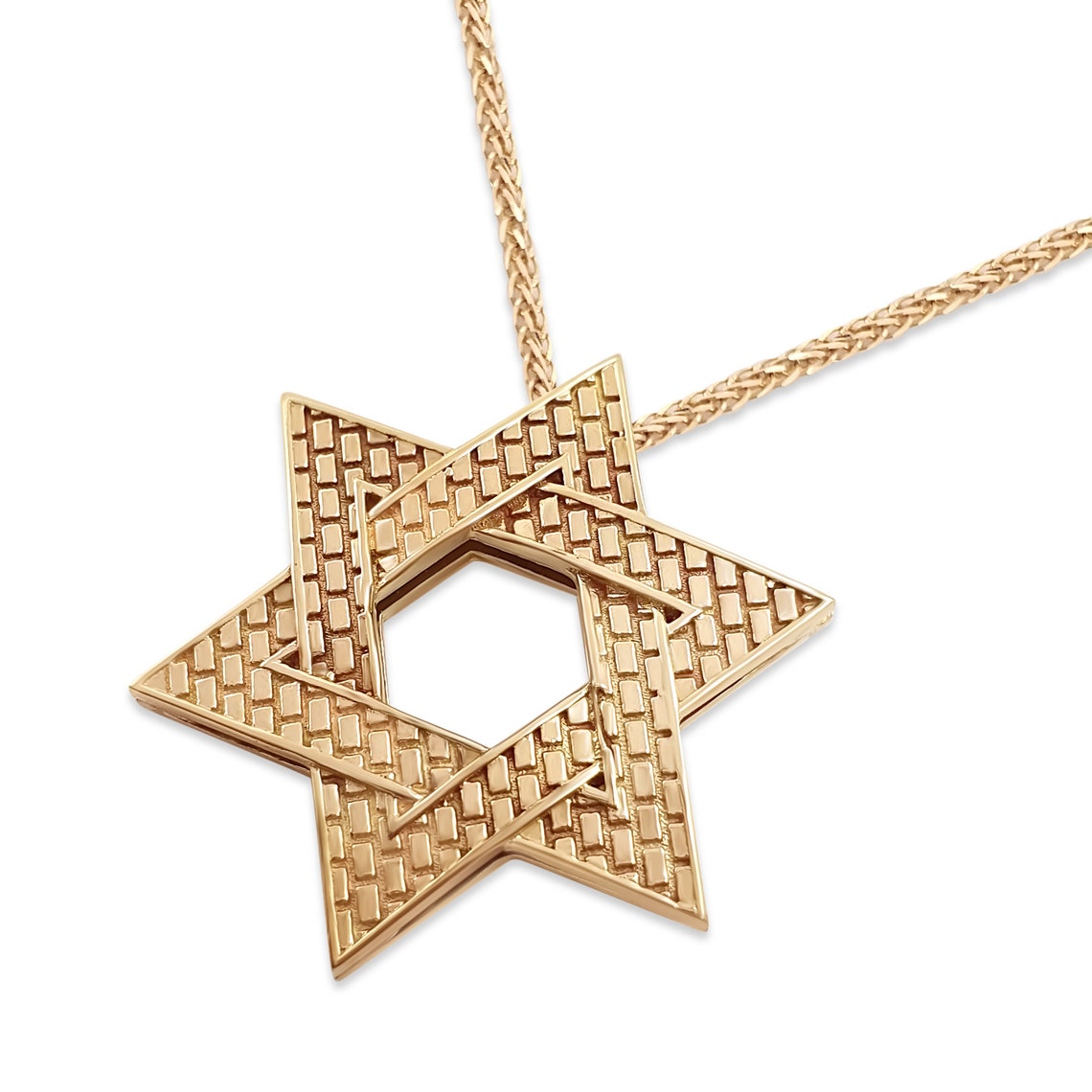 Interlocking Solid Gold Star of David Pendant,western Wall Magen David ...