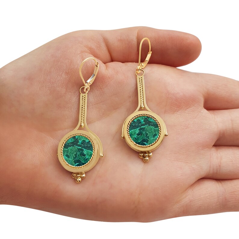 14K Gold Earrings With Natural Eilat Stonesolid Yellow Gold - Etsy