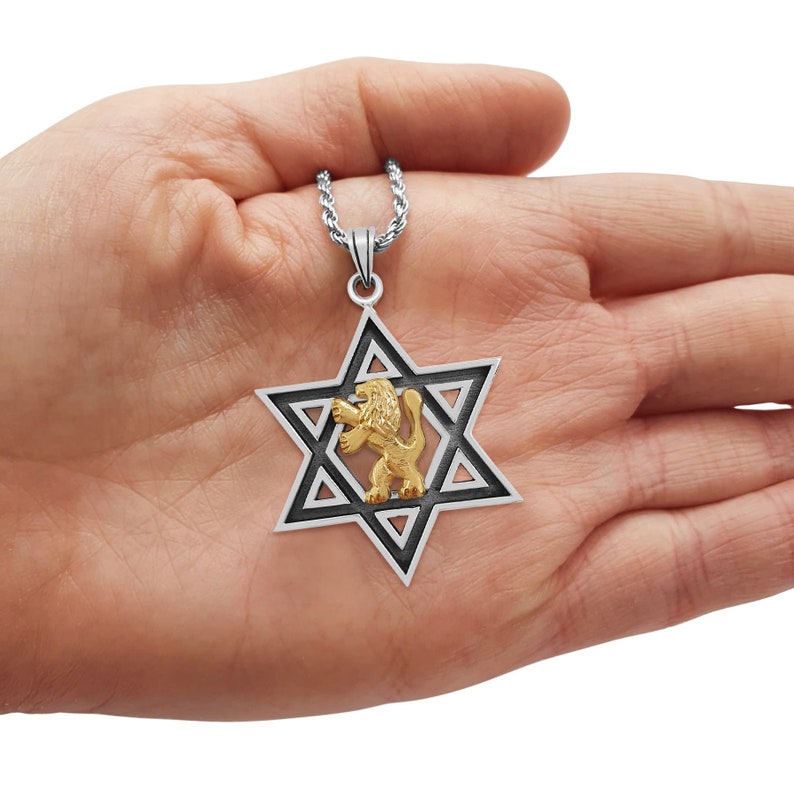 Silver and Gold Large Star of David Pendant,big Magen David Necklace ...