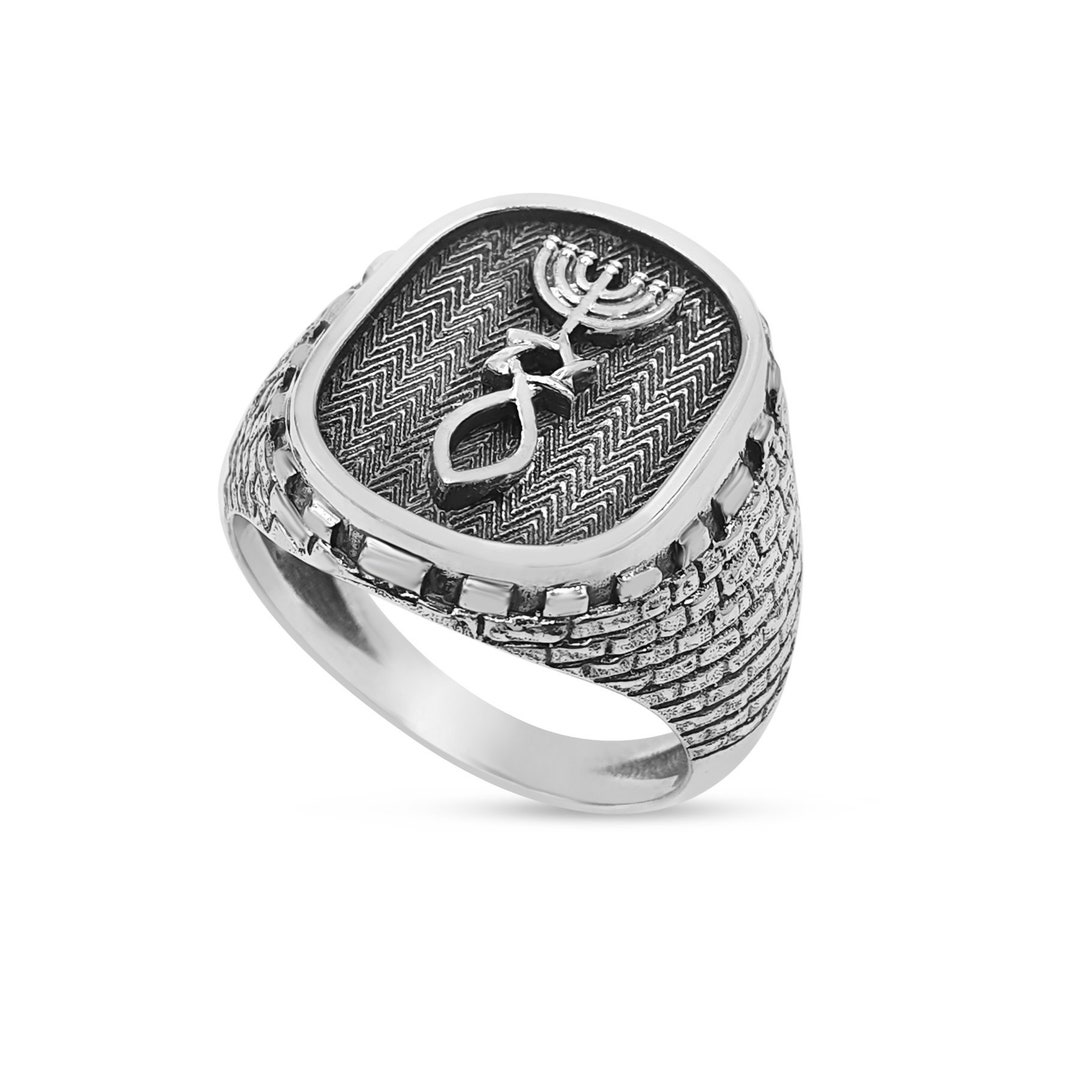 Sterling Silver Messianic Seal of Jerusalem Ring, Grafted-in Symbol ...