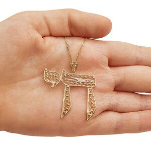 Large Gold Filigree Chai Pendant - Etsy