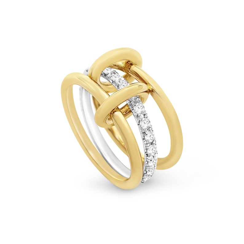 Two Tone Gold Diamond Eternity Stackable Ring - Etsy