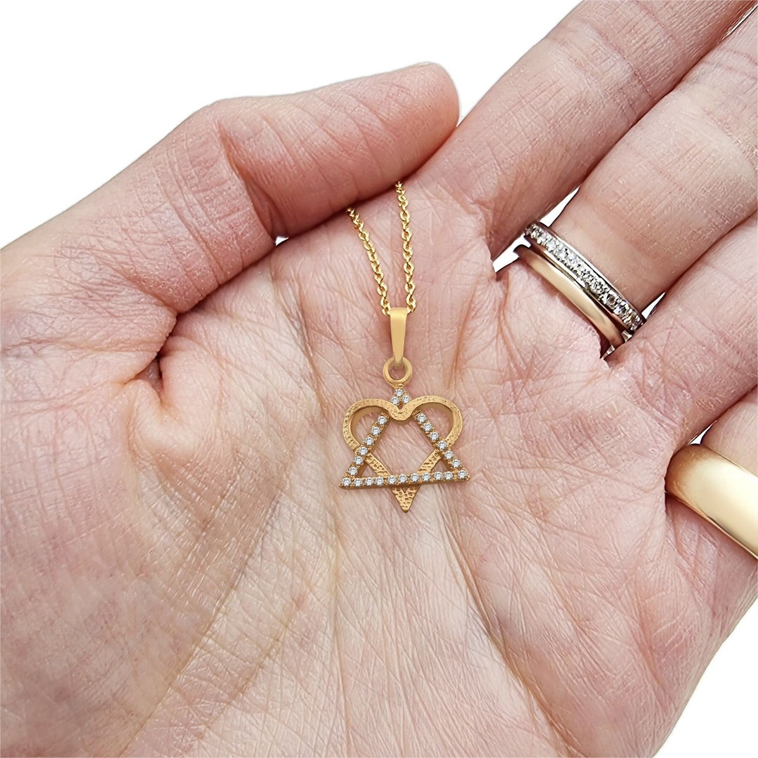 Interlocking Gold and Diamonds Heart Jewish Star of David Pendant - Etsy