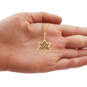 14K Gold Filigree Star of David Pendant, Gold Jewish Star Necklace ...
