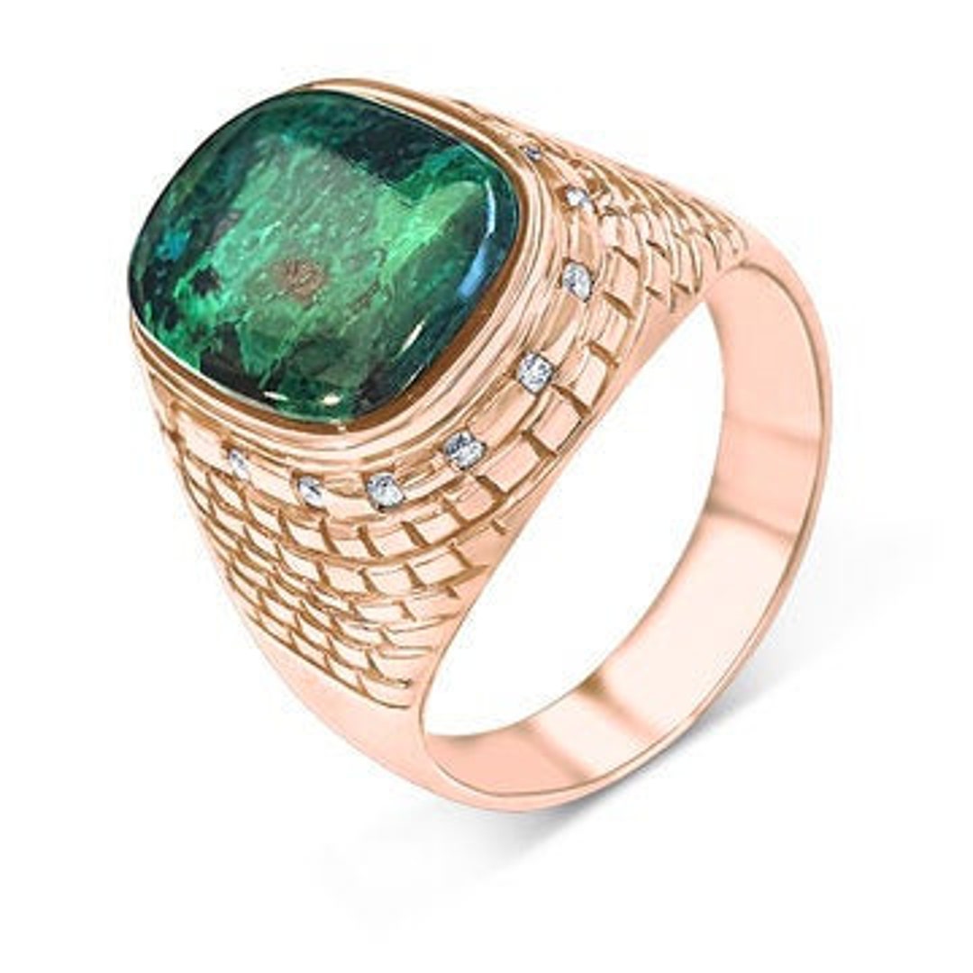 Eilat Stone Statement Ring, Rose Gold Diamond Signet Ring, Man Ring ...