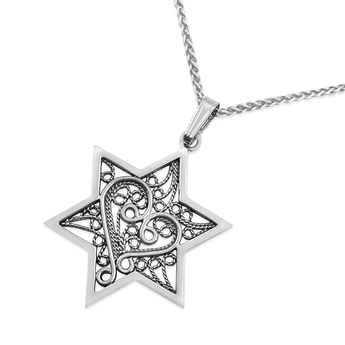 Sterling Silver Filigree Jewish Star of David Pendant - Etsy