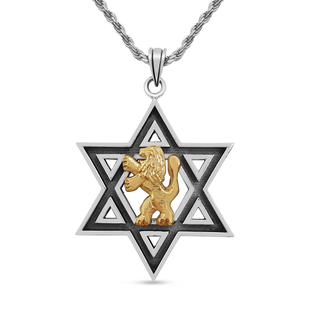 Silver and Gold Large Star of David Pendant,big Magen David Necklace ...