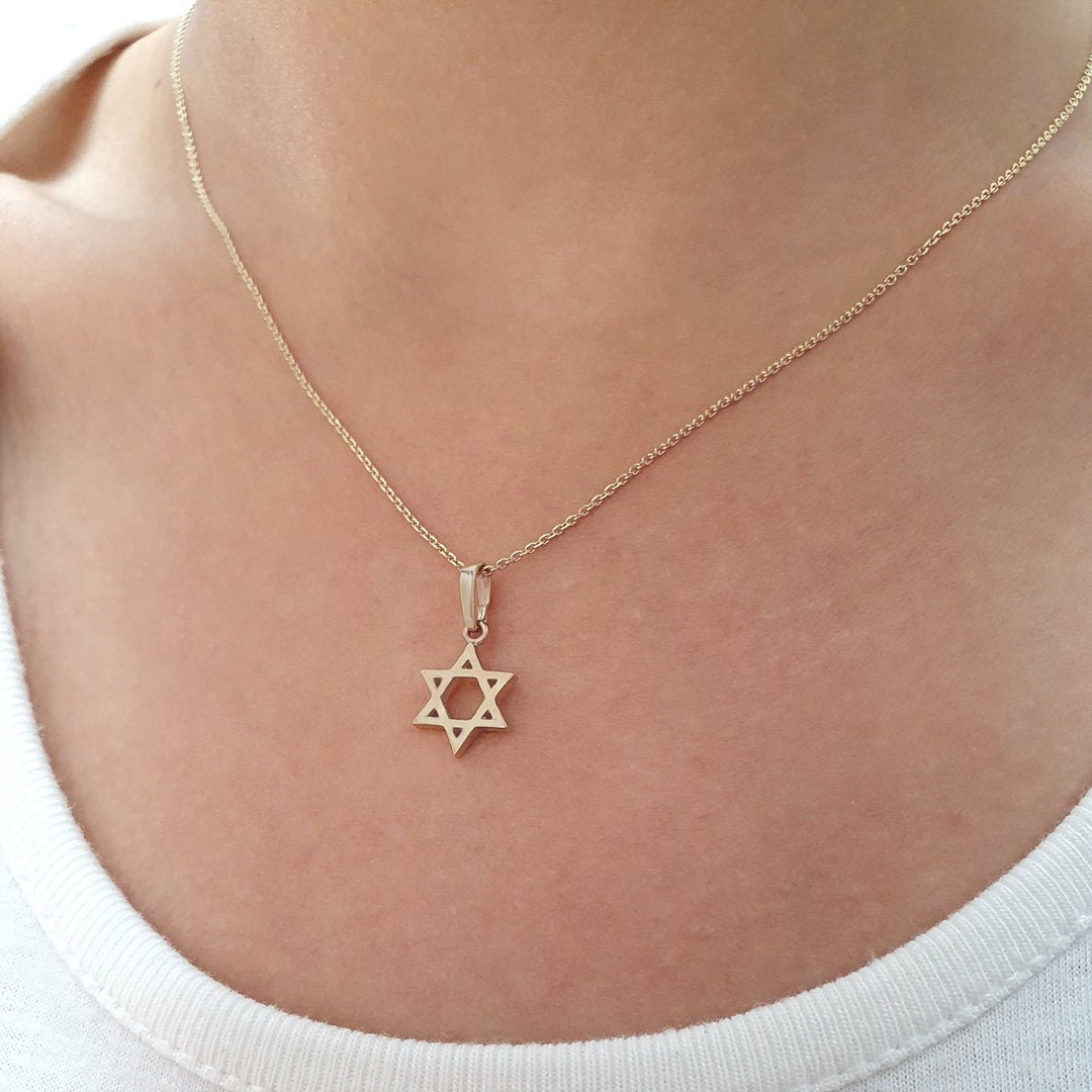 14K Gold Star of David Small Pendant - Etsy