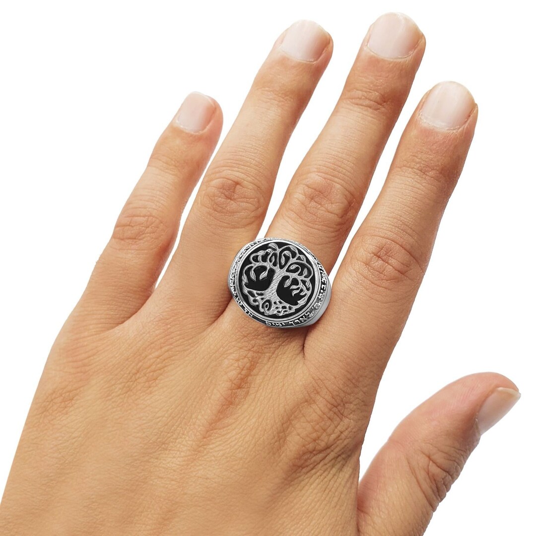 925 Sterling Silver Tree of Life Jewish Kabbalah Ring, Eternal Life ...