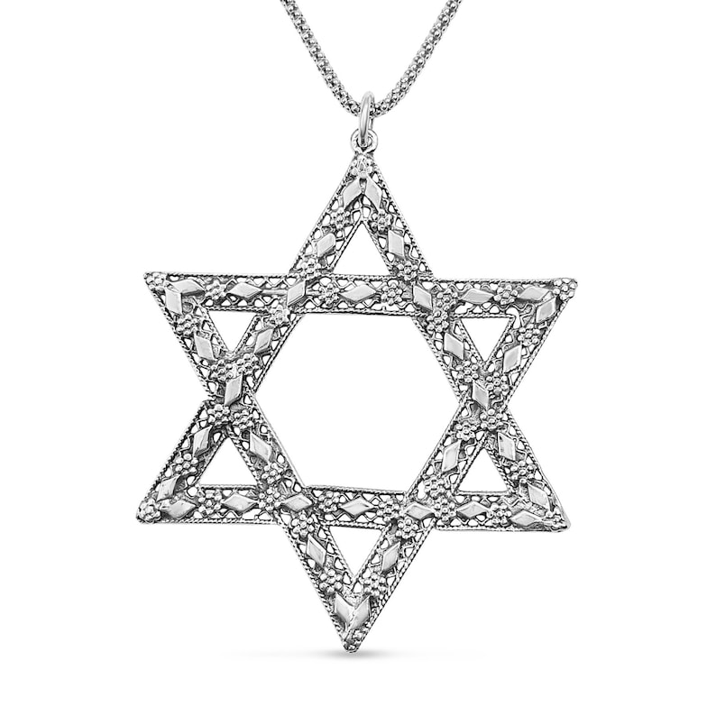 Large Silver Star of David Man Pendant - Etsy