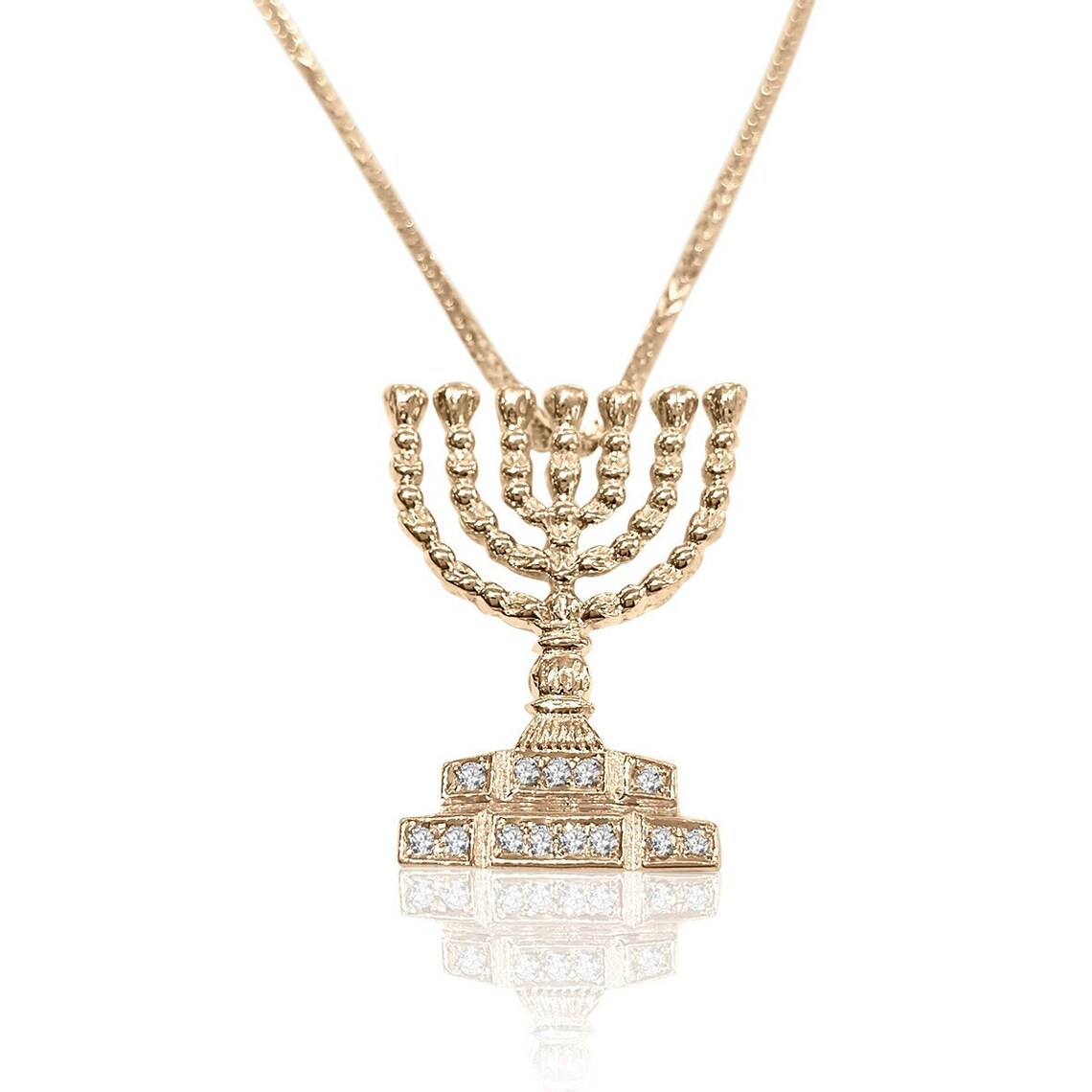 Diamond Menorah Gold Pendant - Etsy
