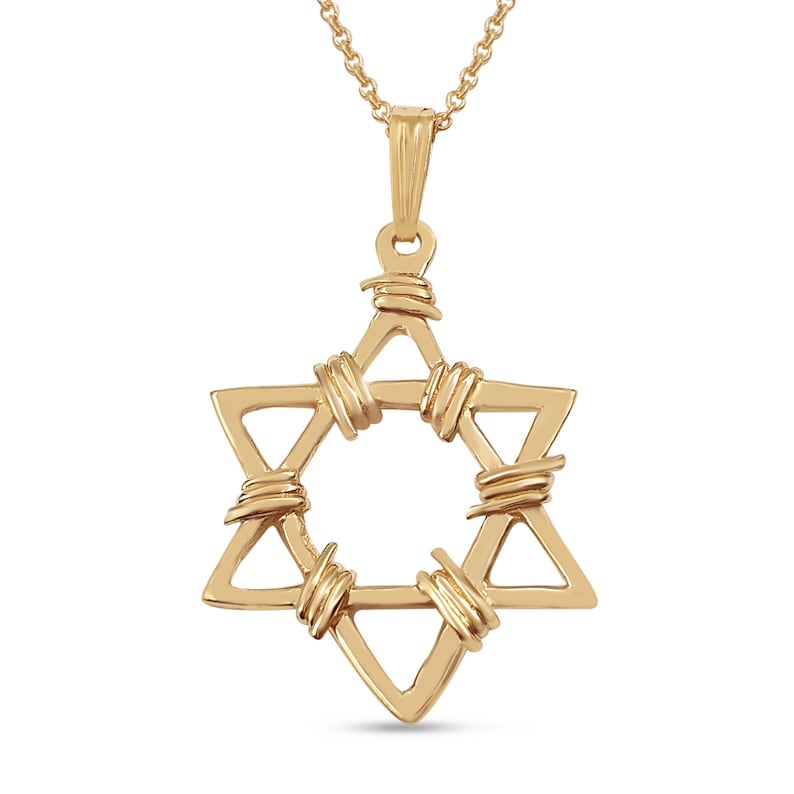 14K Yellow Gold Jewish Star of David Pendant - Etsy