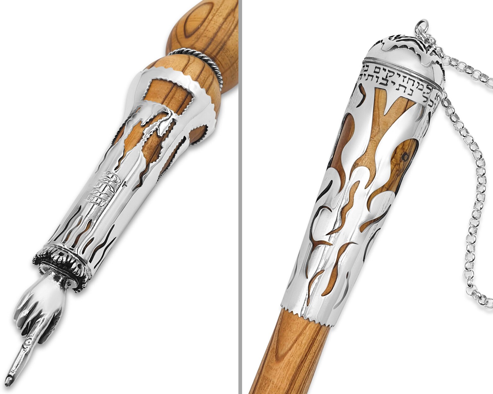 Sterling Silver Olive Wood Torah Pointer,silver Yad Torah,jewish ...
